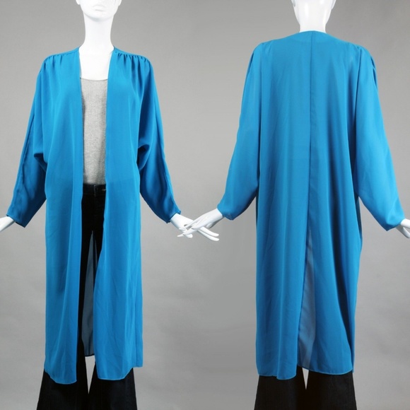Vintage | Jackets & Coats | Ml Vintage 7s Sheer Blue Batwing Jacket ...